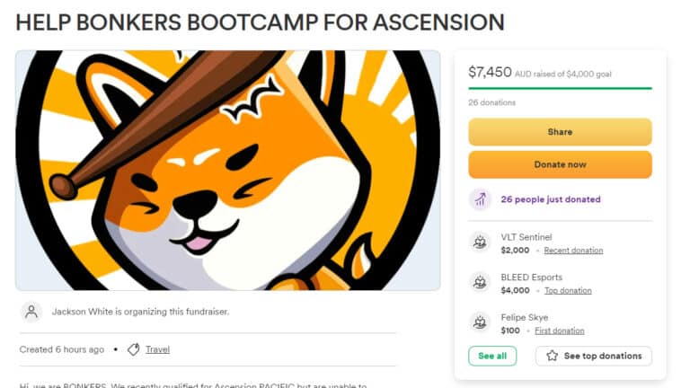 「BLEED Esports」が「Bonkers」のクラウドファンディングに約38万円を寄付。両チームは「PACIFIC Ascension ...