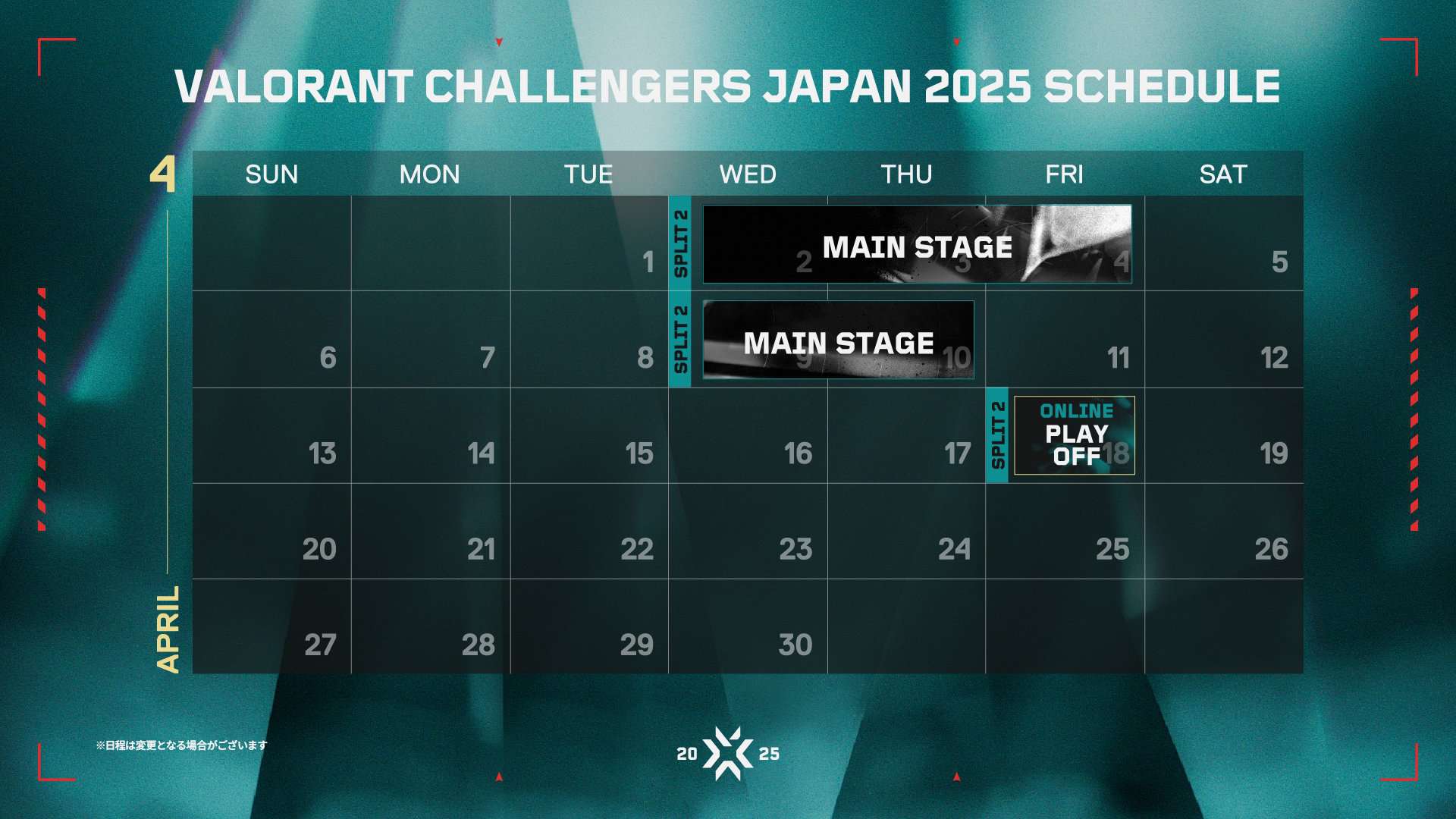 「VCJ 2025 Split 2 Advance Stage」のトーナメント表が発表、SZ / SG / CGZ / MRG / BCS / IGZなど計8チームが出場 | Valorant ...