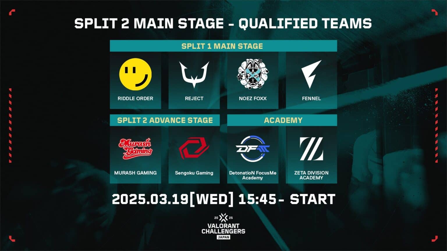 「VCJ 2025 Split 2」MURASH GAMING / Sengoku GamingがAdvance Stageを突破、Main Stage出場8チームが決定 | Valorant ...